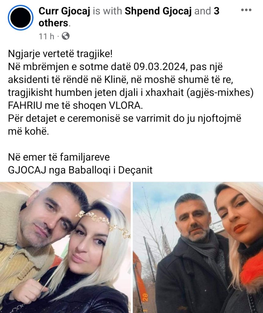 The couple who tragically died in Klina are relatives of former head of ...